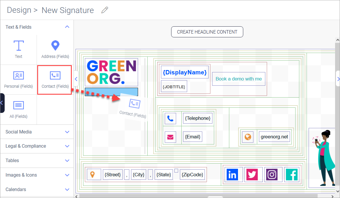 Working with the Contact {Fields} signature element – Exclaimer Knowledge Base